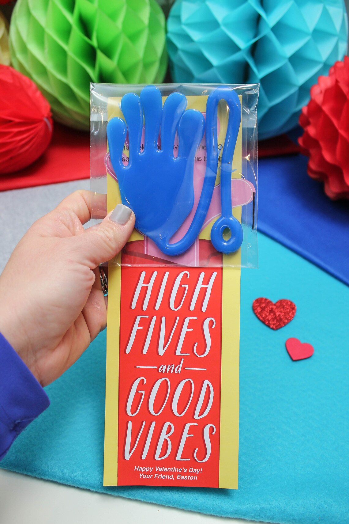High Five Valentine, Sticky Hand Valentine, Valentine Printable, Kids ...