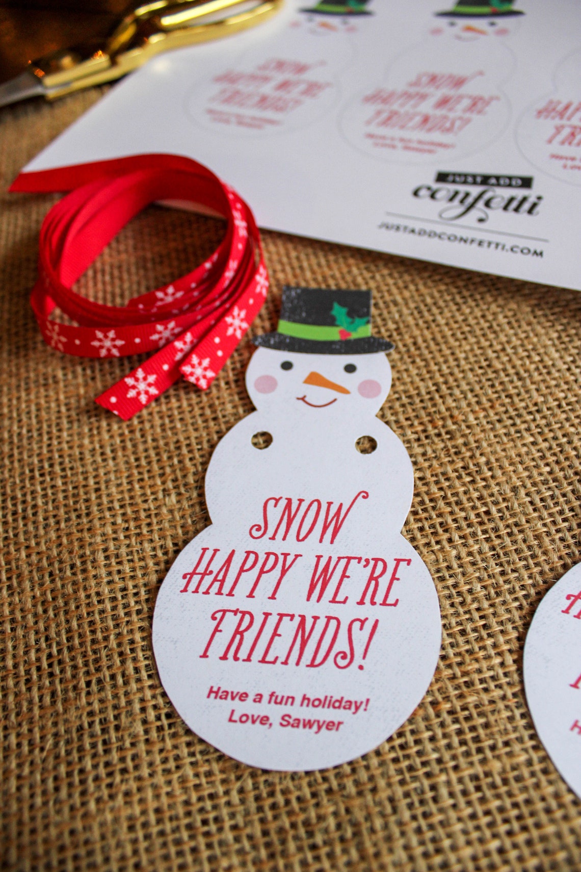 Snow Happy We're Friends Snowman Gift Tags, Holiday Gift Tags ...