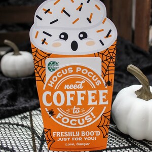 Halloween Coffee Gift Card Printable, Teacher Gift, Staff Gift ...