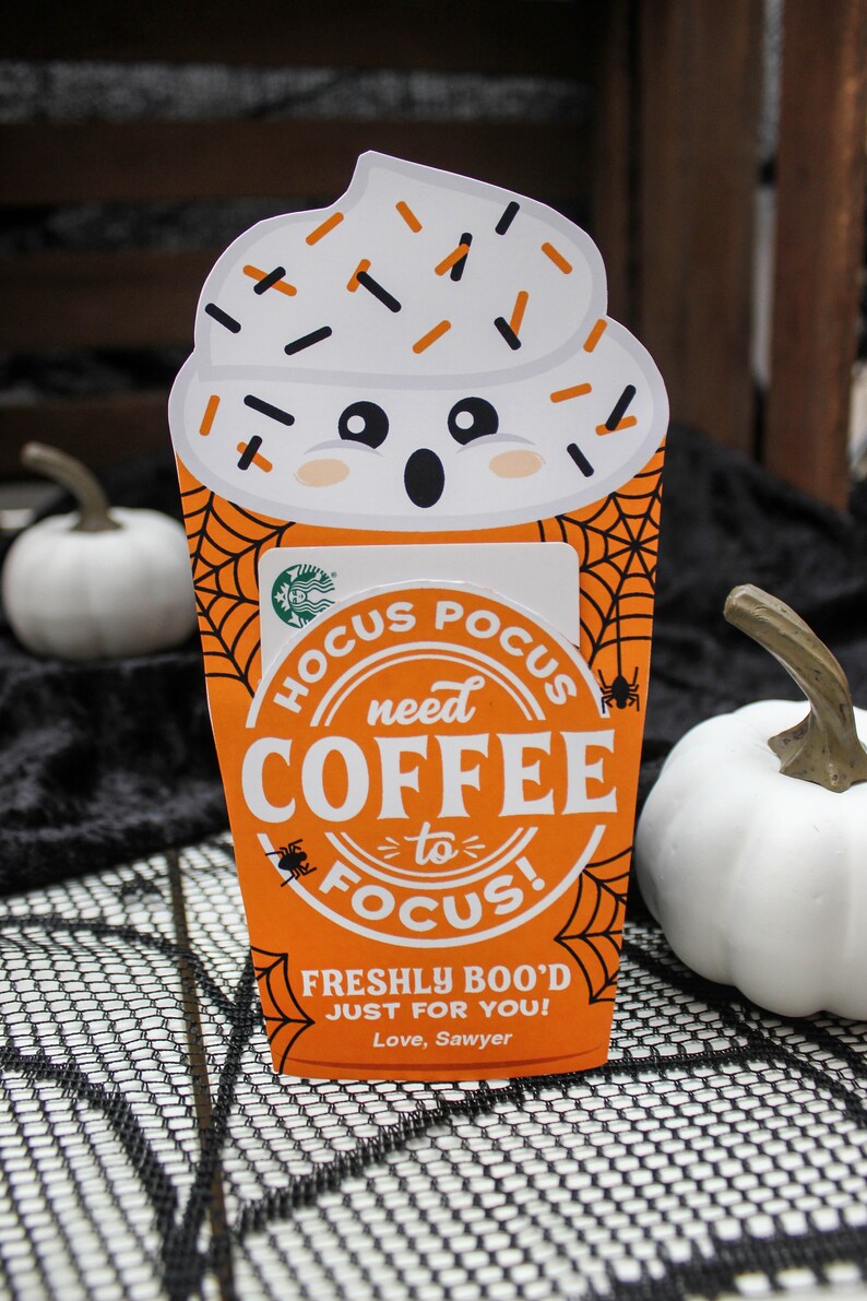 Halloween Coffee Gift Card Printable, Teacher Gift, Staff Gift ...