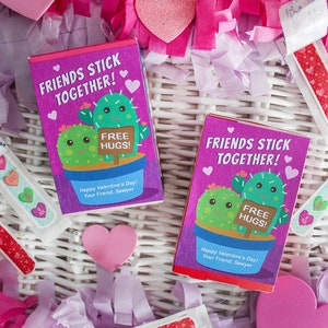 Cactus Kids Valentine Band-aid Box Printable Labels, Free Hugs, Cactus ...