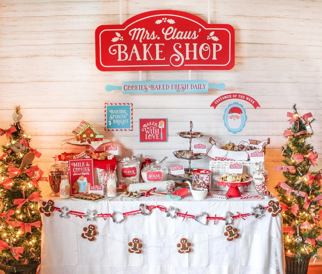 Mrs. Claus' Bake Shop Cookie Exchange Decor Printables, Christmas Party ...