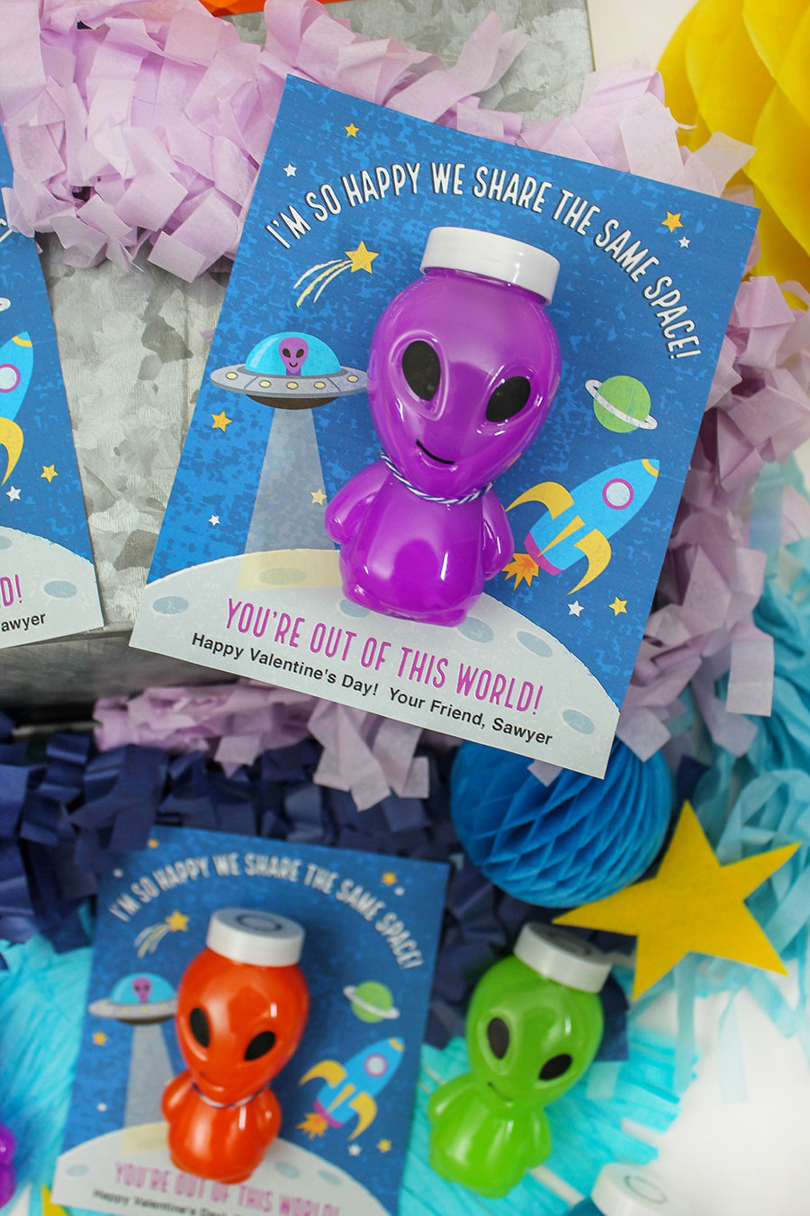 Alien Kids Valentine Printable - Space, UFO, Alien Slime, Editable ...