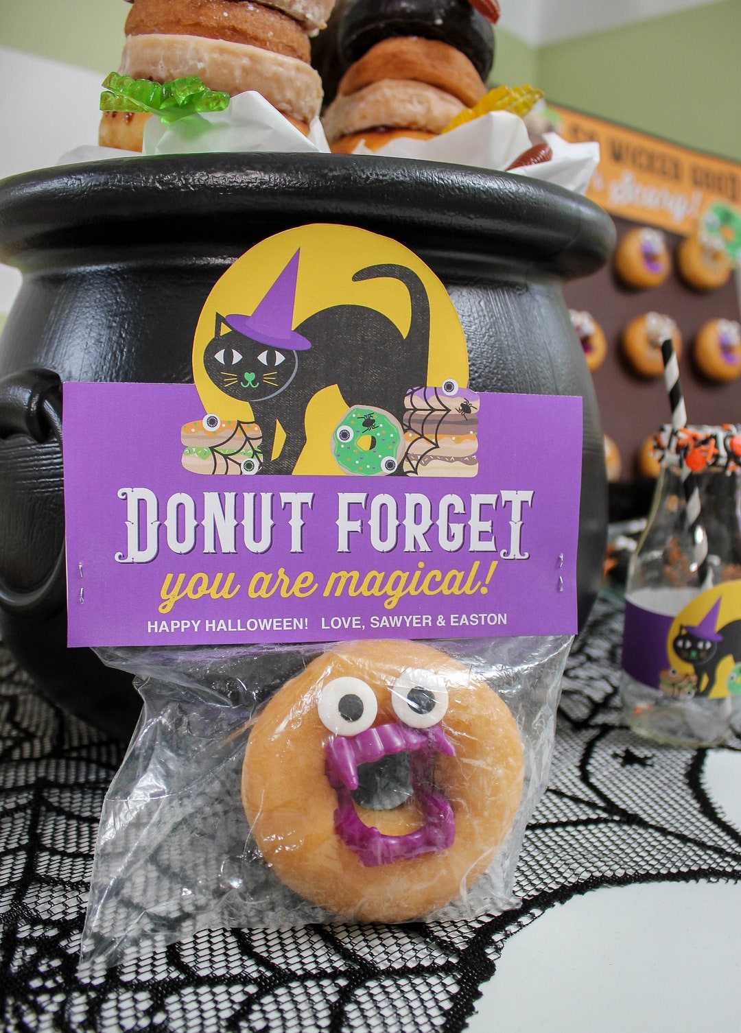 Halloween Donut Treat Bag Topper and Tag Printable, Donut Forget You ...