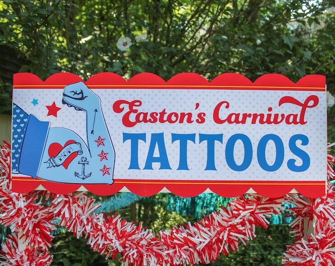 Carnival Birthday Party Printable Sign Carnival Tattoos Sign - Etsy