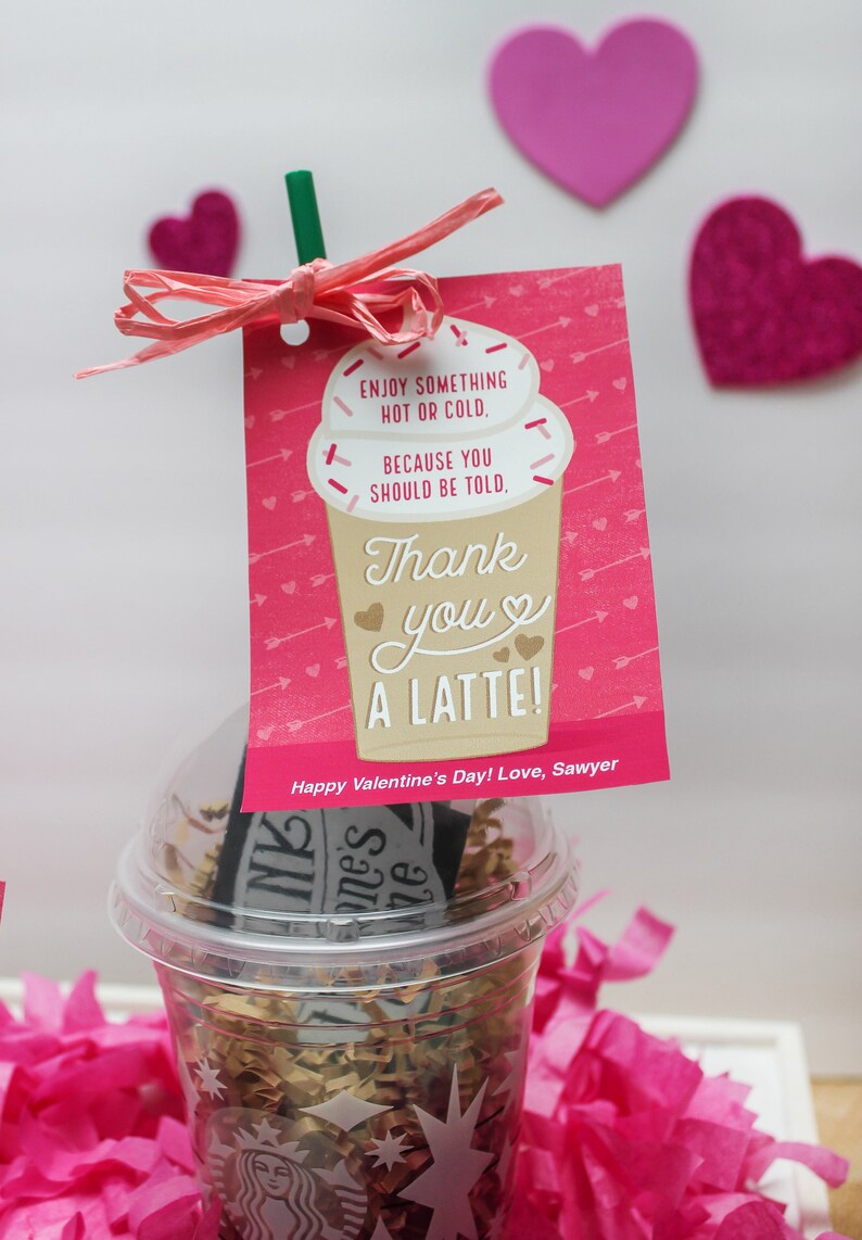 Latte Valentine Gift Tag Printables Teacher Gift Co-worker - Etsy