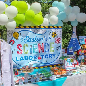 Science Birthday Party Backdrop Printable, Mad Scientist Birthday, Kids ...