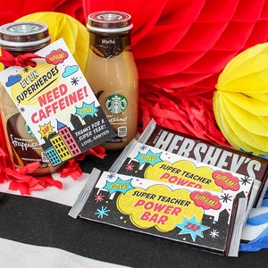 Superhero Teacher Gift Printables, Gift Tag Printable, Candy Bar ...