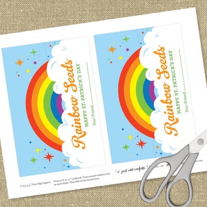 St. Patrick's Day Treat Bag Toppers, Printables, Rainbow Seeds, Lucky ...