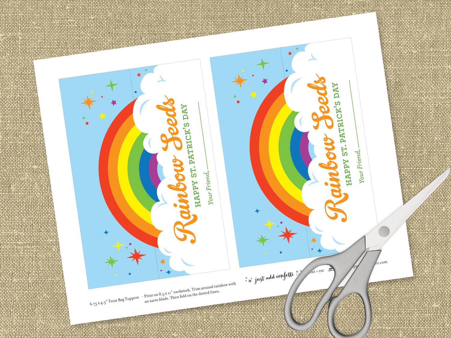 St. Patrick's Day Treat Bag Toppers, Printables, Rainbow Seeds, Lucky ...