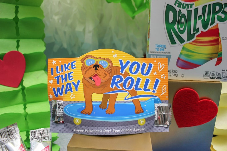 Bulldog Valentine Skateboard Valentine Fruit Rollup - Etsy