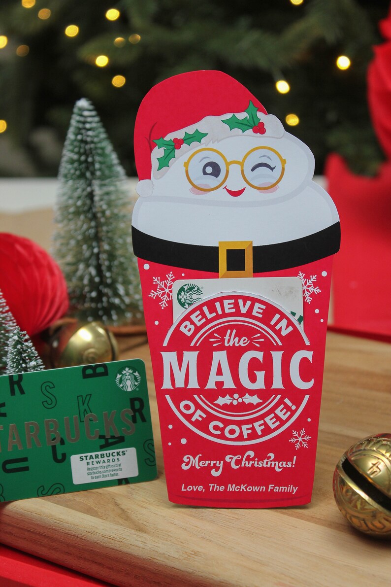 Santa Coffee Gift Card Printable, Teacher Gift, Staff Gift, Christmas ...