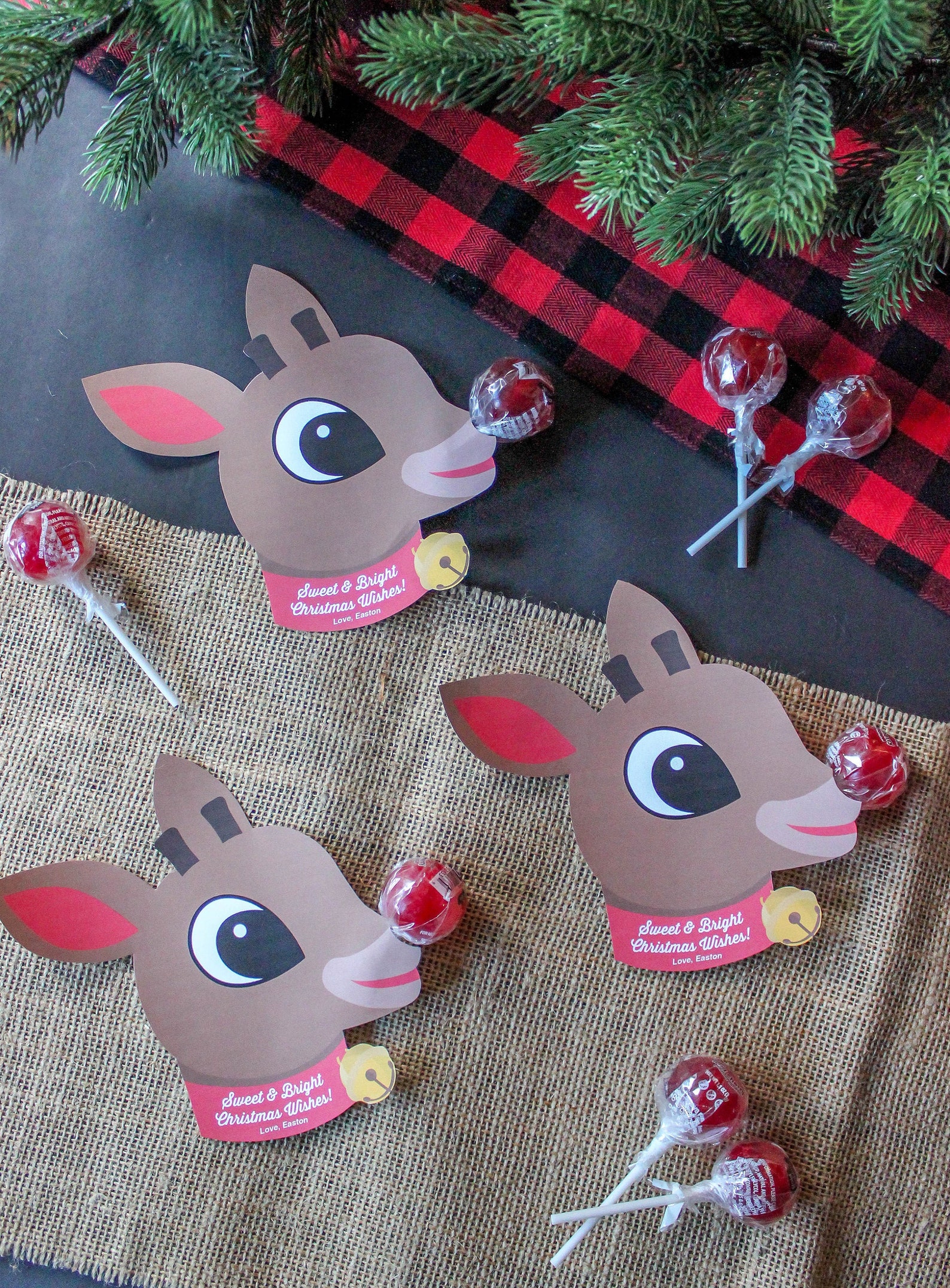Rudolph Lollipop Christmas Printable Christmas Gift Tag | Etsy