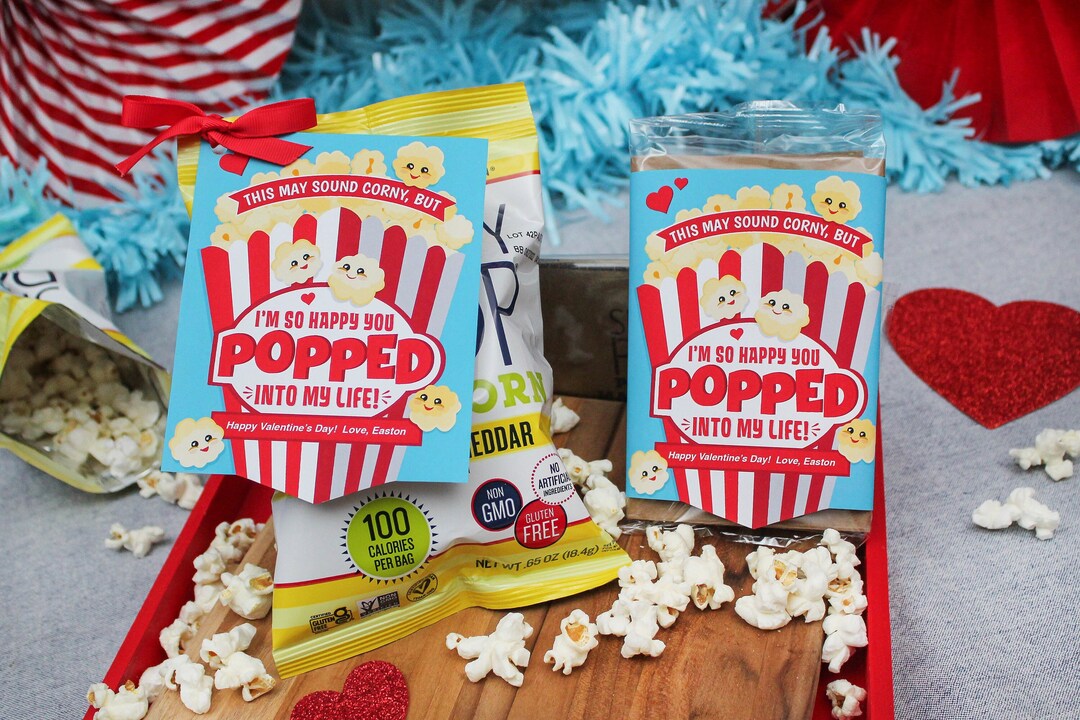 Popcorn Valentine Printable, Kids Valentine's Day Card, Corny Valentine ...