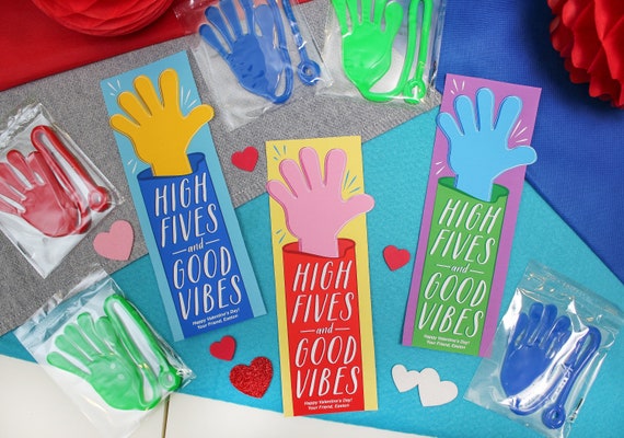 High Five Valentine, Sticky Hand Valentine, Valentine Printable, Kids ...