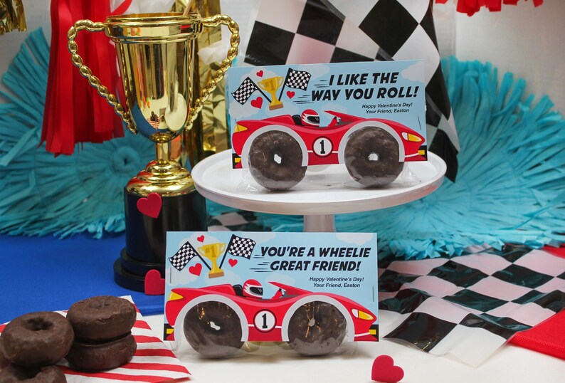 Donut Race Car Valentine Printables, Kids Valentine, Donut Valentine ...