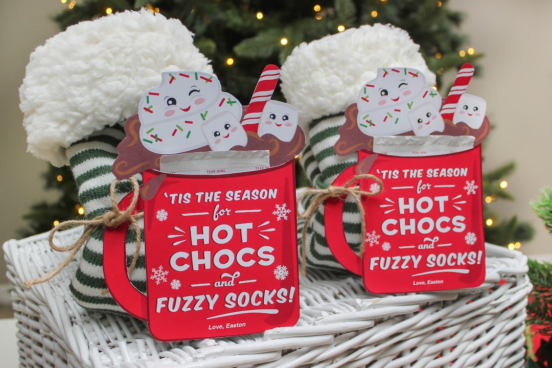 Hot Chocs & Fuzzy Socks Christmas Gift Tag Printable, Hot Cocoa ...
