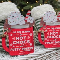 Printable/editable Here's to Hot Chocs and Fuzzy Socks Christmas Gift ...