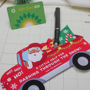 Christmas Fuel Gift Card Holder Printable, Santa Gas Gift Card, Gift ...
