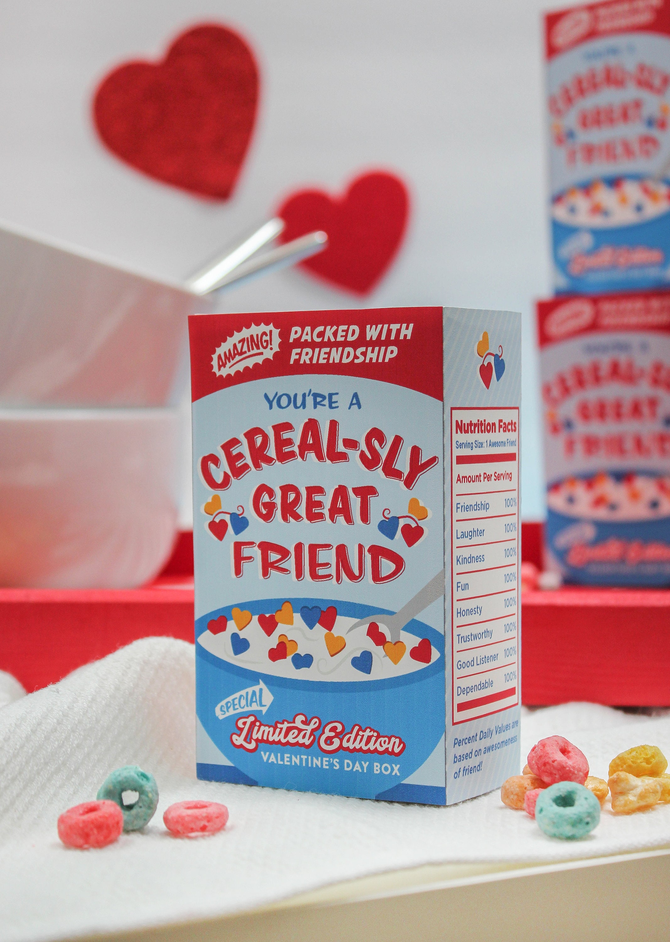 Mini Cereal Box Kids Valentines Printable, Label to Wrap Around Mini ...