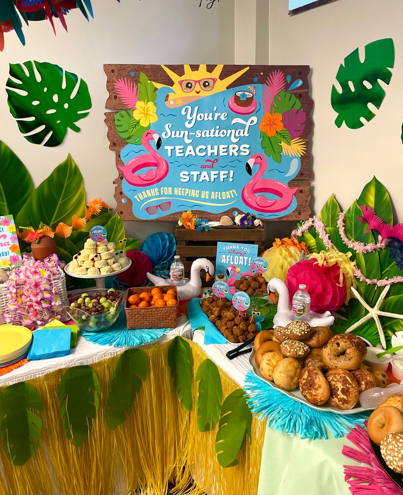 Teacher Appreciation Tropical Printable Pack, Beach Hawaiian Teacher ...