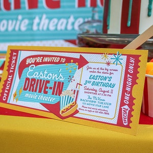 Retro Drive-in Movie Birthday Party Printable Invitation - PDF ...