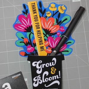 Grow and Bloom Teacher Gift Card Holder Printable, Flower, Instant ...