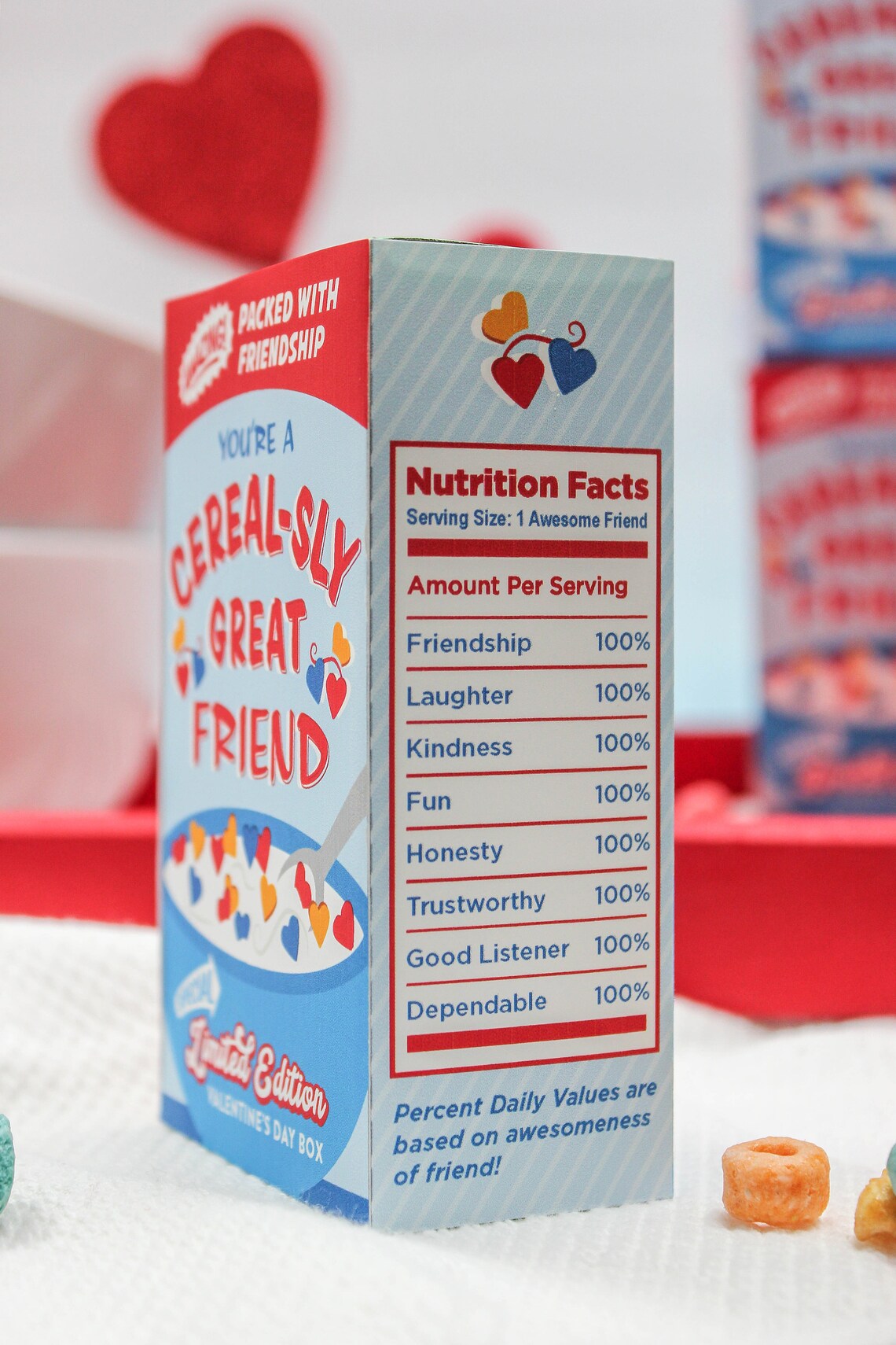 Mini Cereal Box Kids Valentines Printable Label to Wrap - Etsy
