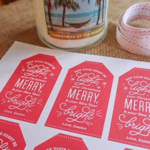 Merry and Bright Gift Tag Printable, Candle Gift Tag, Christmas Gift ...