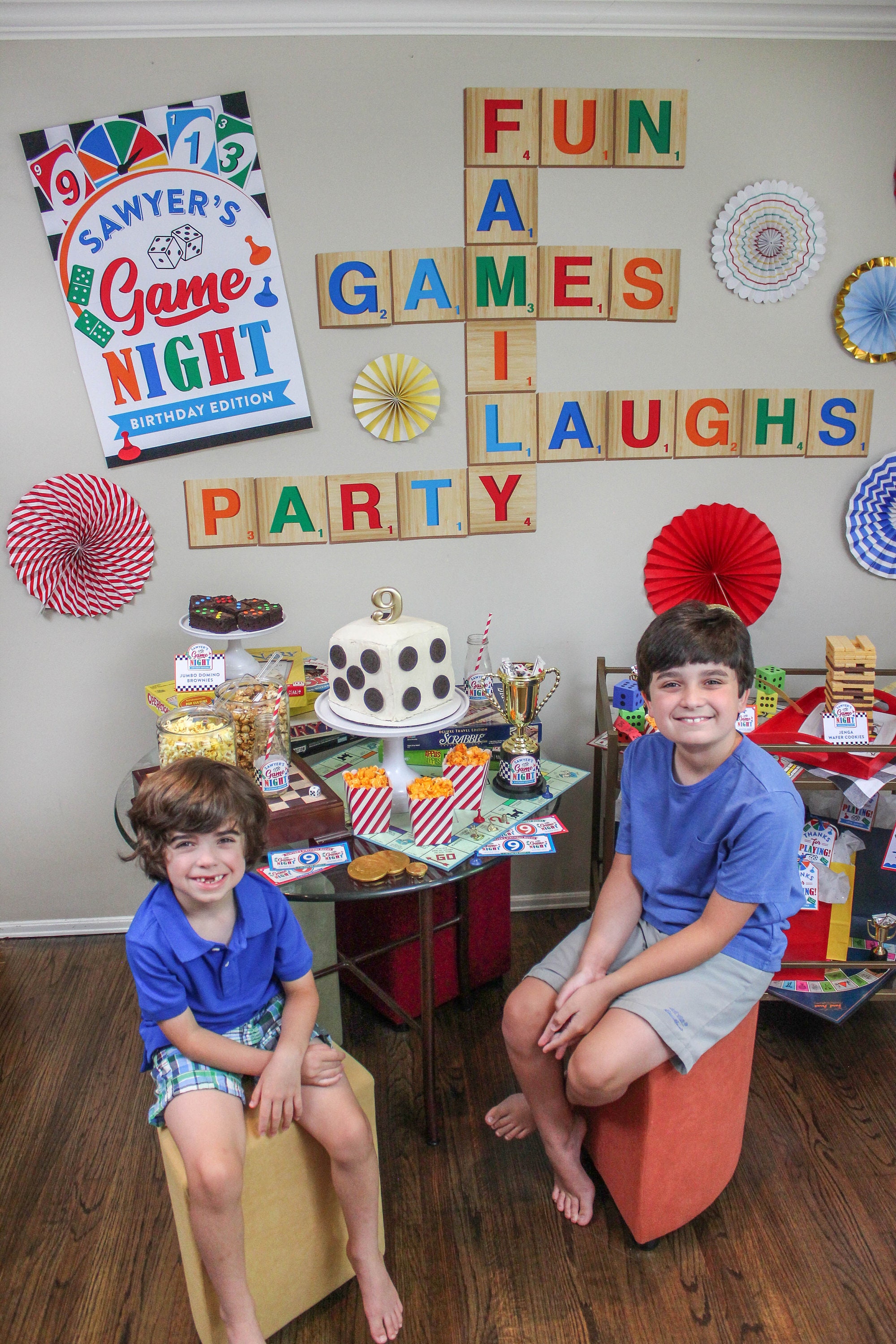 Game Night Party - Letter Tile Backdrop, Birthday Party, Family Game ...