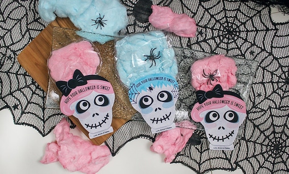 Skeleton Cotton Candy Halloween Treat printable, Halloween treat bag ...