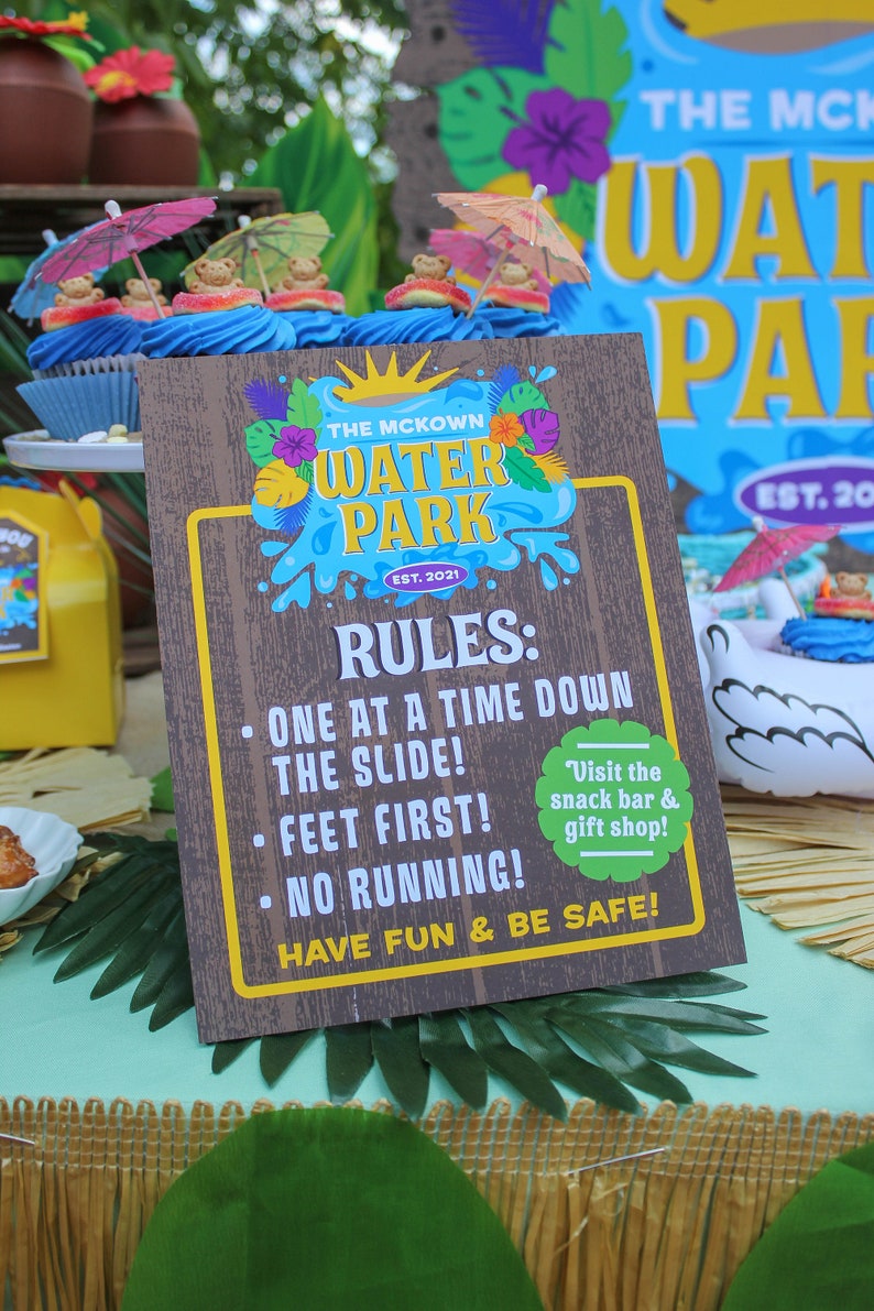 Water Park Party Decor Printable Pack Water Slide Party Kids - Etsy