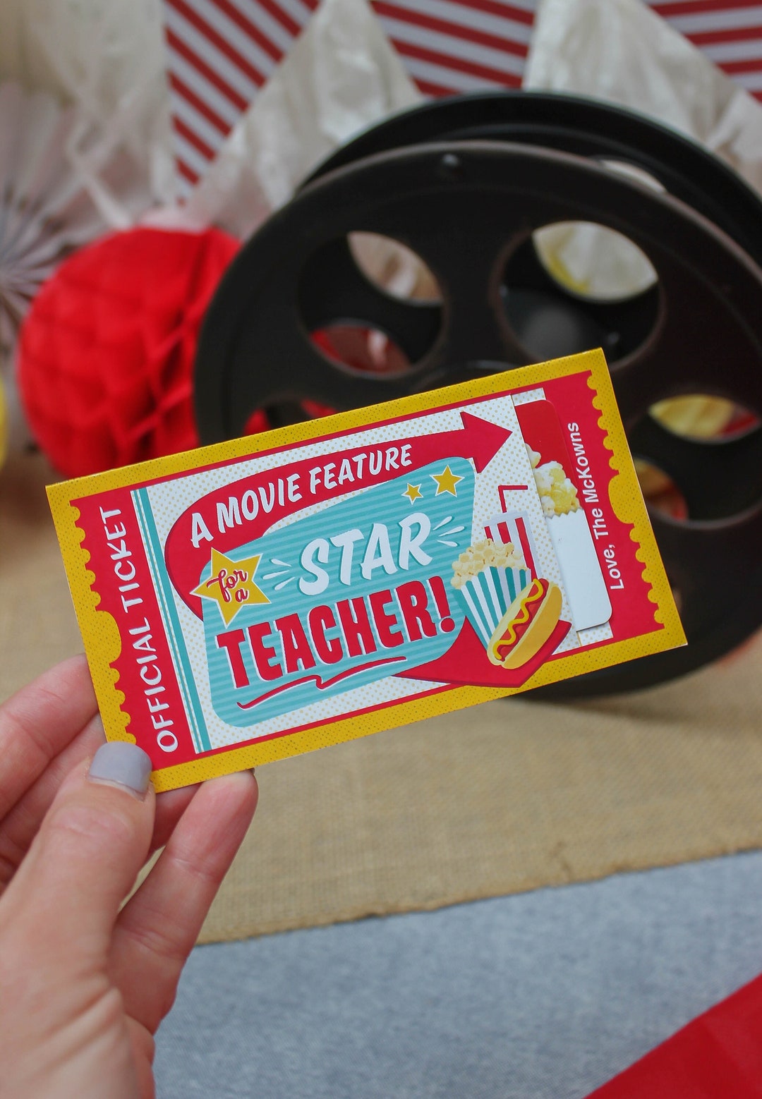 Movie Ticket Teacher Gift Printable, Teacher Gift, Teacher Appreciation ...