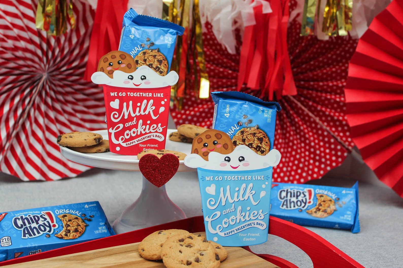 Cookies and Milk Kids Valentine Printables for Chips Ahoy - Etsy