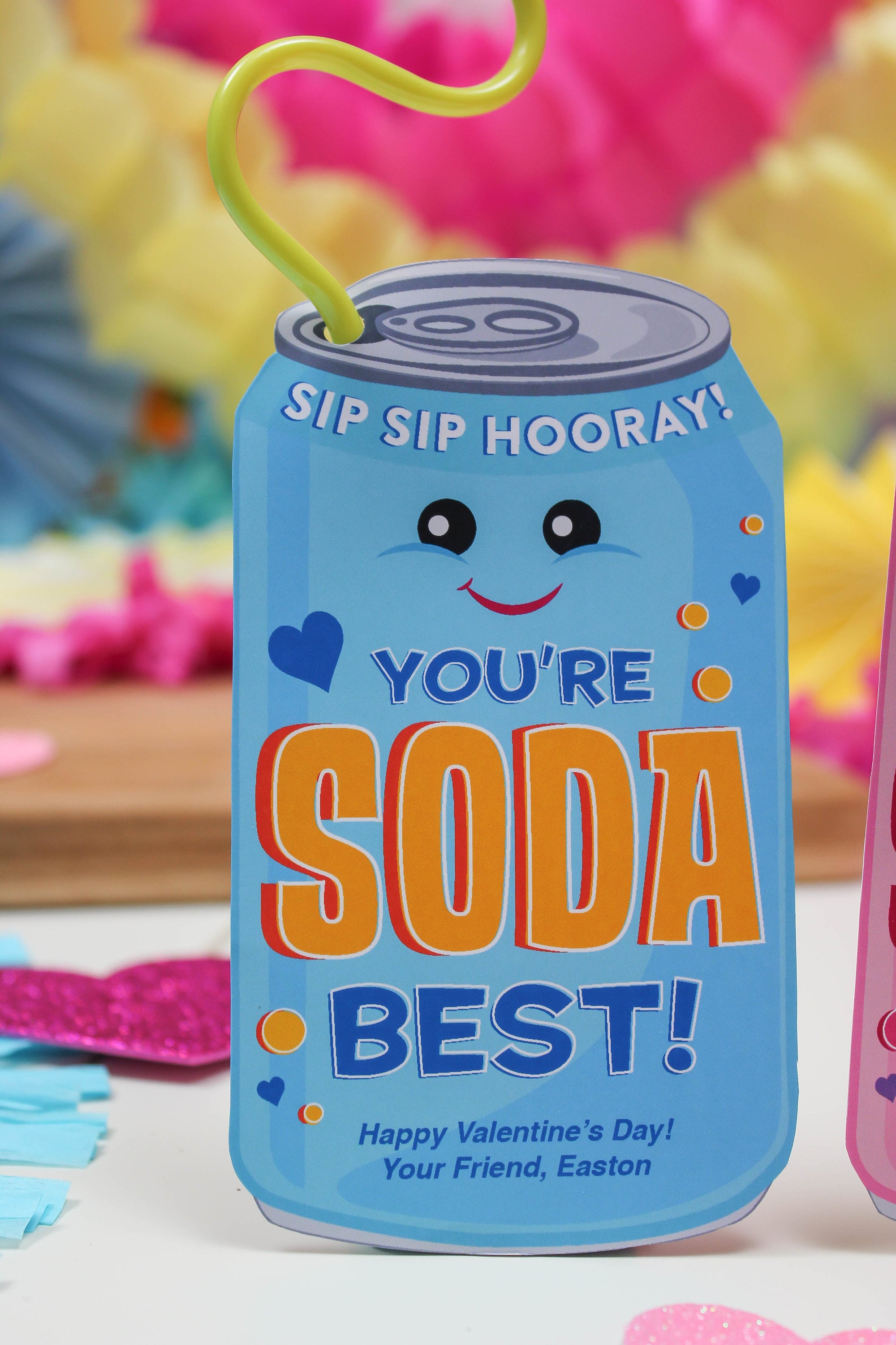 Soda Kids Valentine Crazy Straw Kids Valentine Kids | Etsy