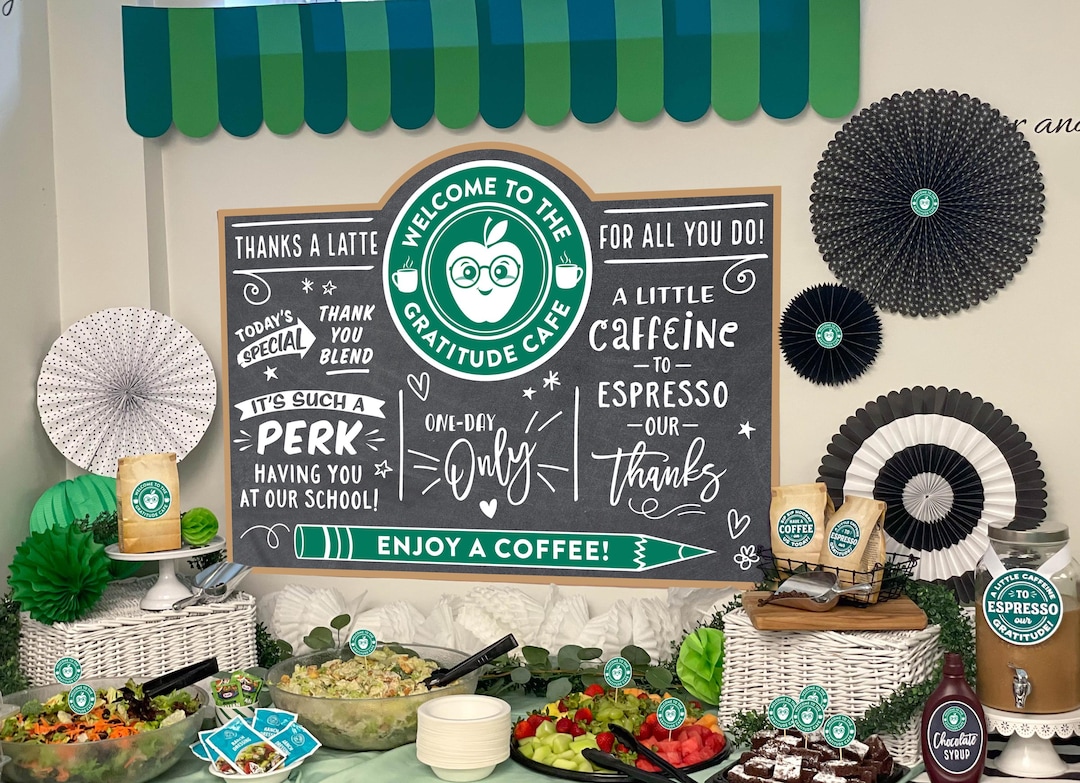 Teacher Appreciation Coffee Shop Printable Pack, Coffee Themed Teacher ...