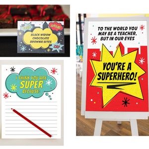 Teacher Appreciation Superhero Printable Pack, Superhero Teacher Gift ...
