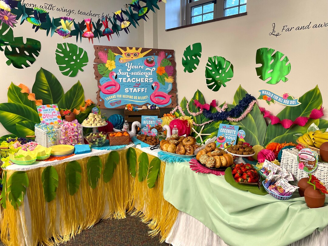 Teacher Appreciation Tropical Printable Pack, Beach Hawaiian Teacher ...