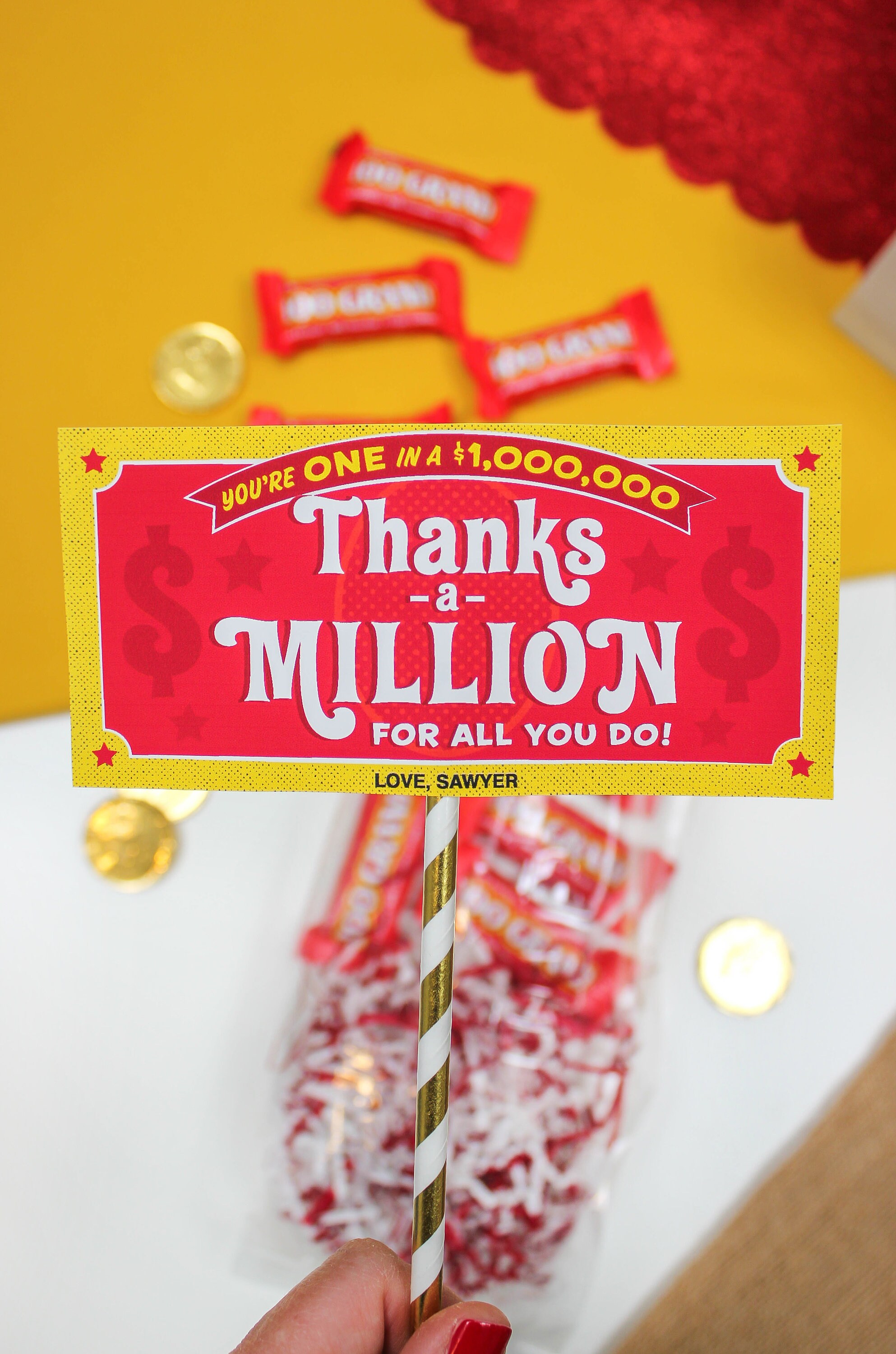Thanks a Million Teacher Appreciation Gift Tag Printable, Teacher Gift ...