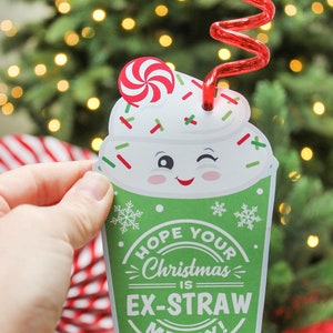 Crazy Straw Christmas Printable, Holiday Gift, Gift Tag, Party Favor ...
