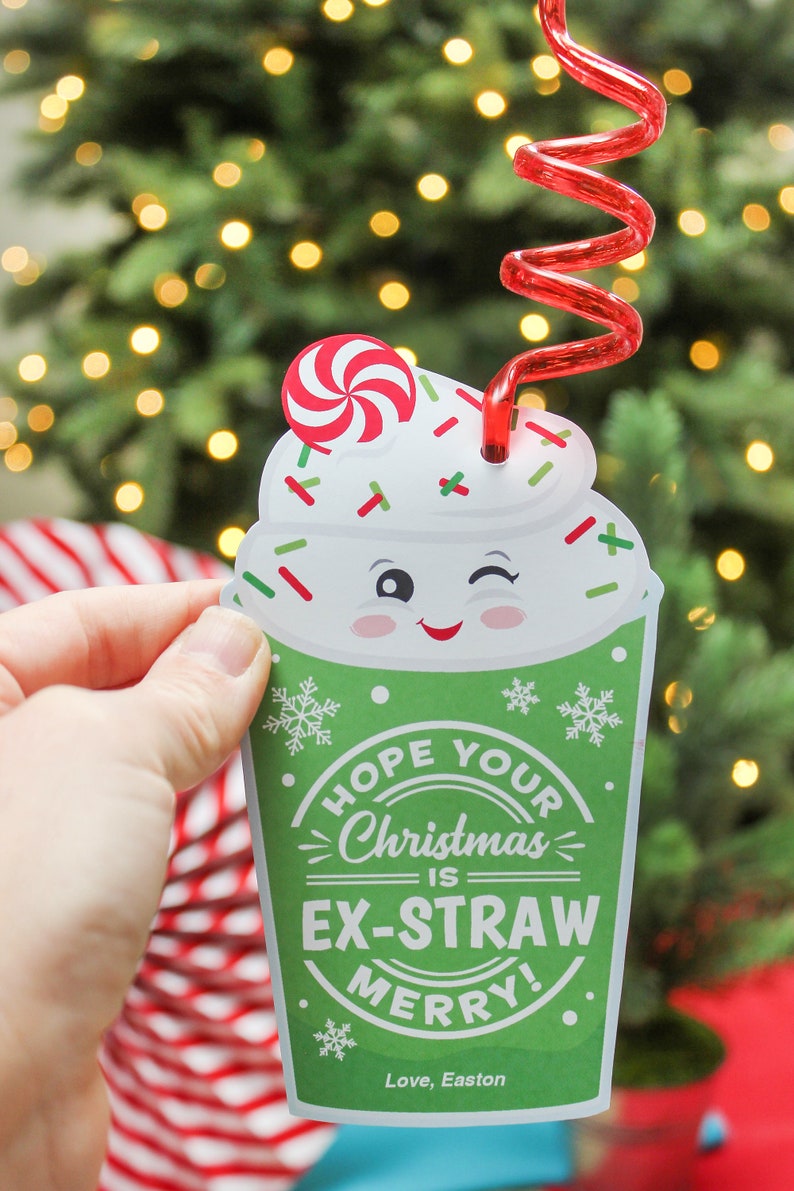 Crazy Straw Christmas Printable, Holiday Gift, Gift Tag, Party Favor ...