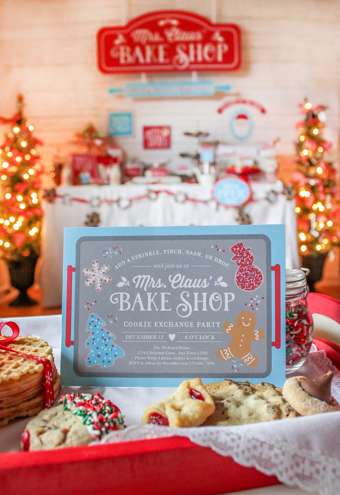 Mrs. Claus' Bake Shop Cookie Exchange Printable - Etsy