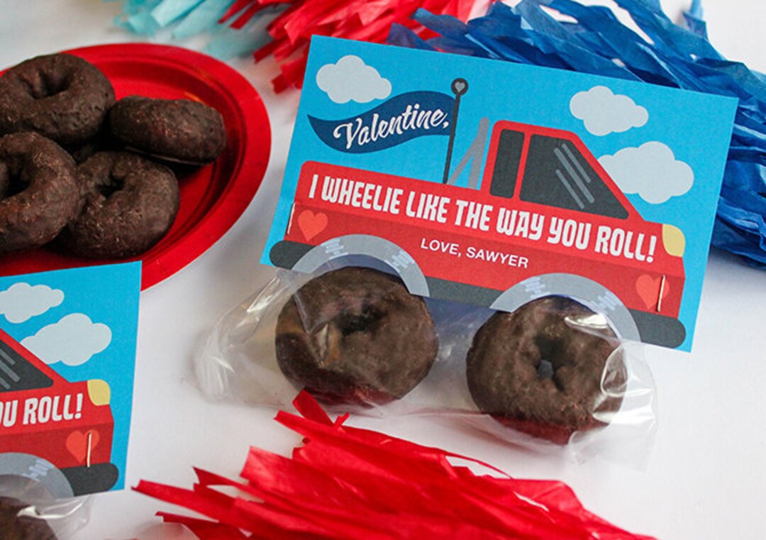 Donut Monster Truck Valentine, Donut Valentine, Kids Valentine, School ...