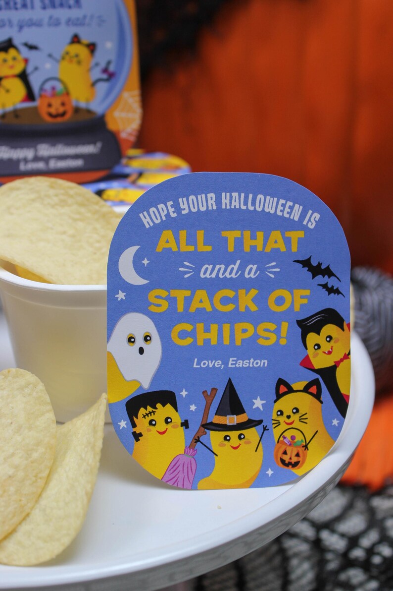 Editable Halloween Chip Bag Label Printables: Kids School Gift (PDF) - Etsy