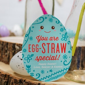 Crazy Straw Easter Gift Printable Tag, Easter Egg, Gift Tag, Party ...