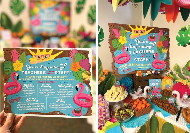 Teacher Appreciation Tropical Printable Pack, Beach Hawaiian Teacher ...