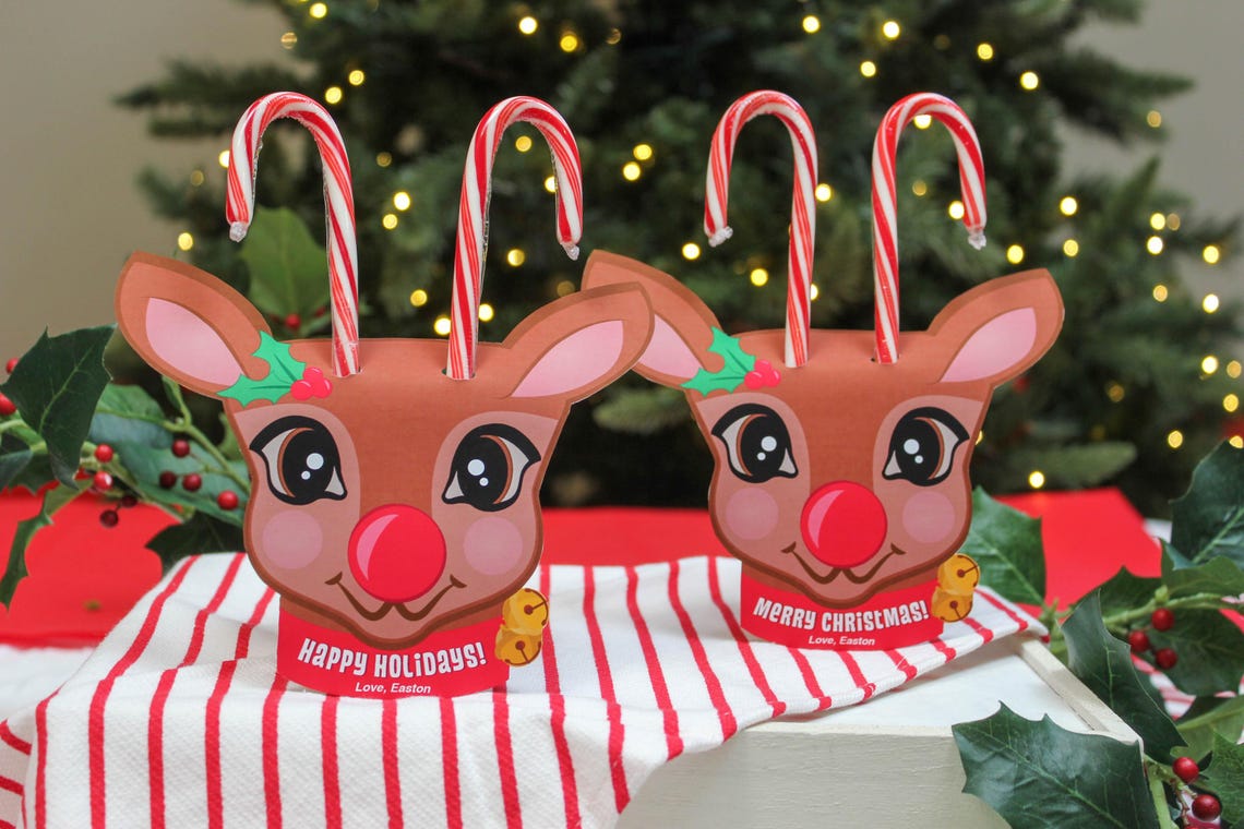Christmas Reindeer Treat Printable, Christmas Gift Tag, Candy Cane ...