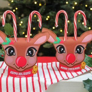 Christmas Reindeer Treat Printable, Christmas Gift Tag, Candy Cane ...