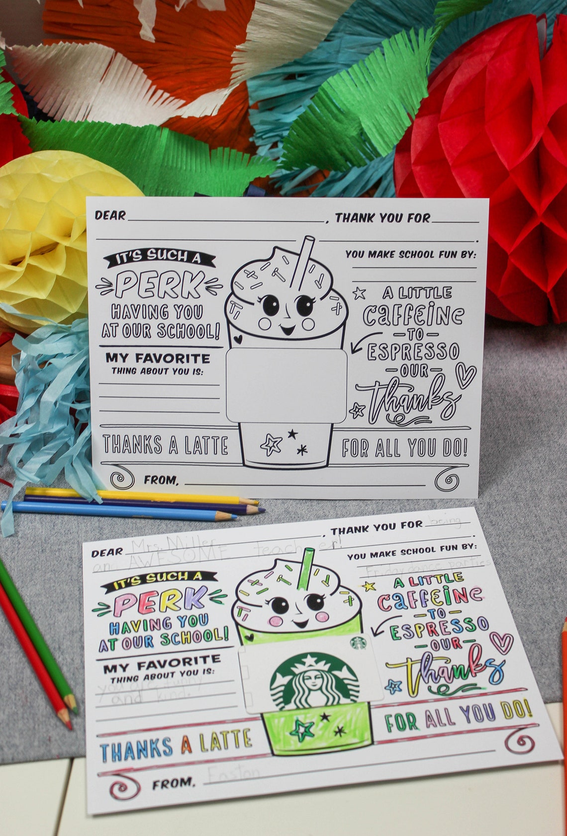 Coffee Teacher Appreciation Coloring Page and Gift Card Holder ...