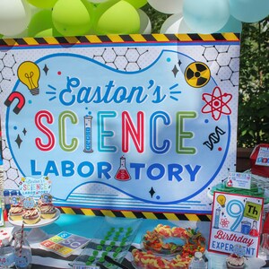 Science Birthday Party Backdrop Printable, Mad Scientist Birthday, Kids ...